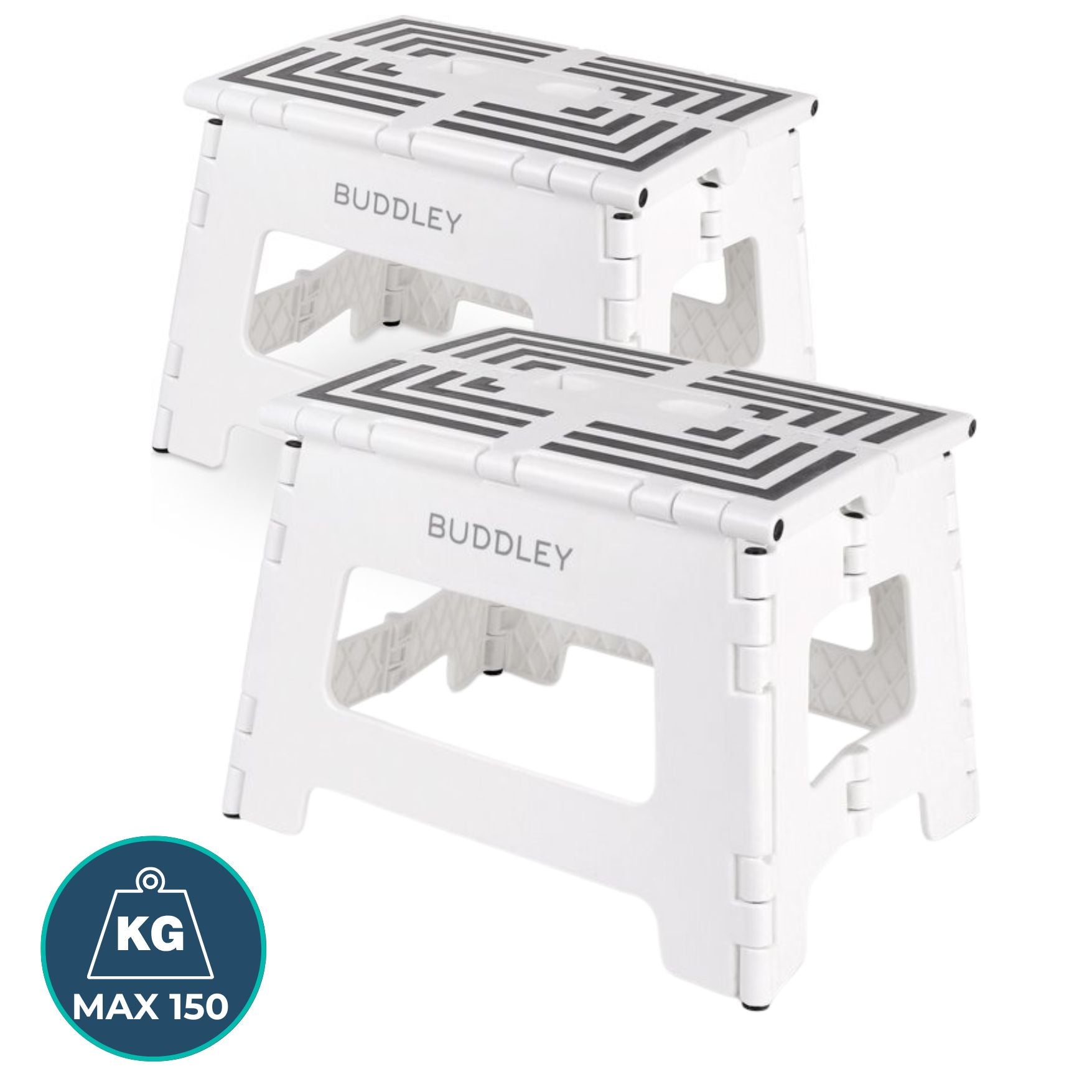 Buddley Opstapje Inklapbaar Wit (SET)- Inklapbaar Krukje - Opvouwbaar